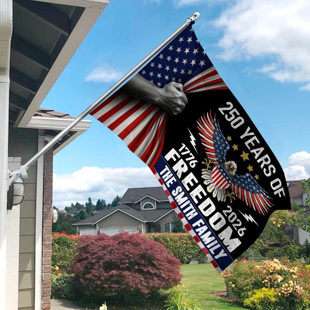 Personalized 250 Years of Freedom Garden Flag, Patriotic American Eagle ...