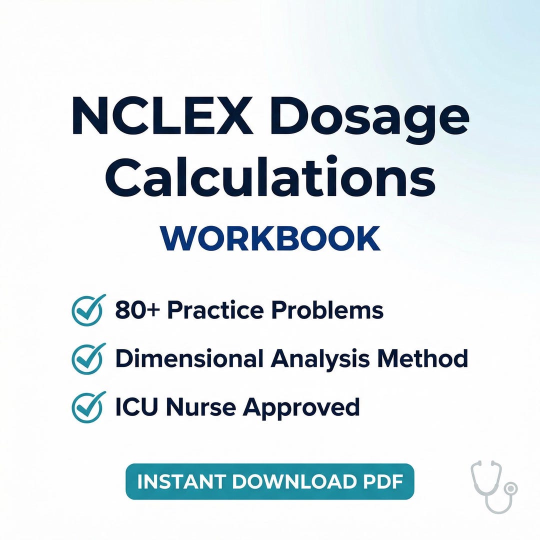NCLEX Dosage Calculations Workbook | Med Math Practice (PDF Download ...