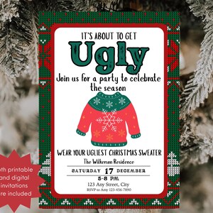 Ugly Sweater Christmas Party Invitation | Editable Holiday Party ...