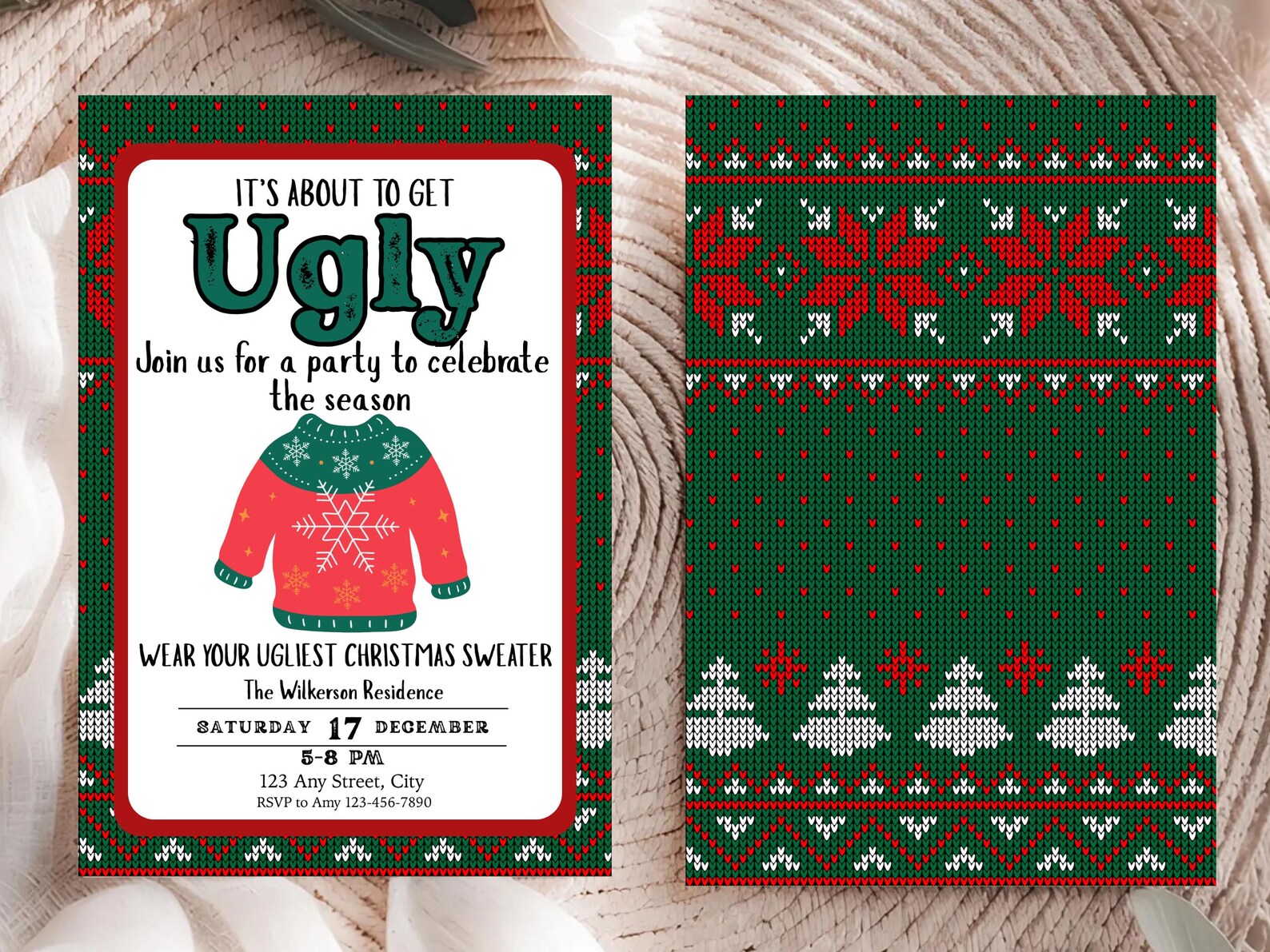 Ugly Sweater Christmas Party Invitation | Editable Holiday Party ...