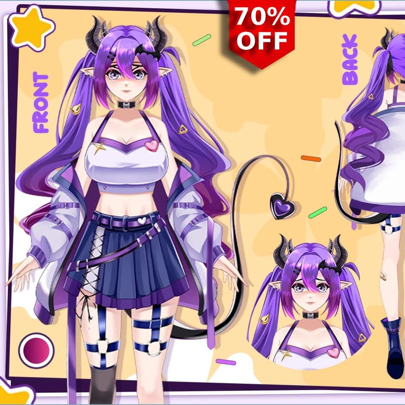 Custom Character Reference Sheet: OC, Vtuber Model Illustration - Etsy