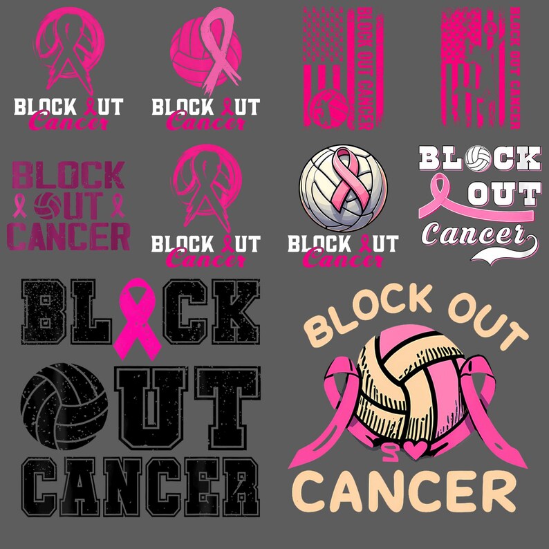 Volleyball Pink Ribbon PNG, Breast Cancer Awareness Block Out Sports ...