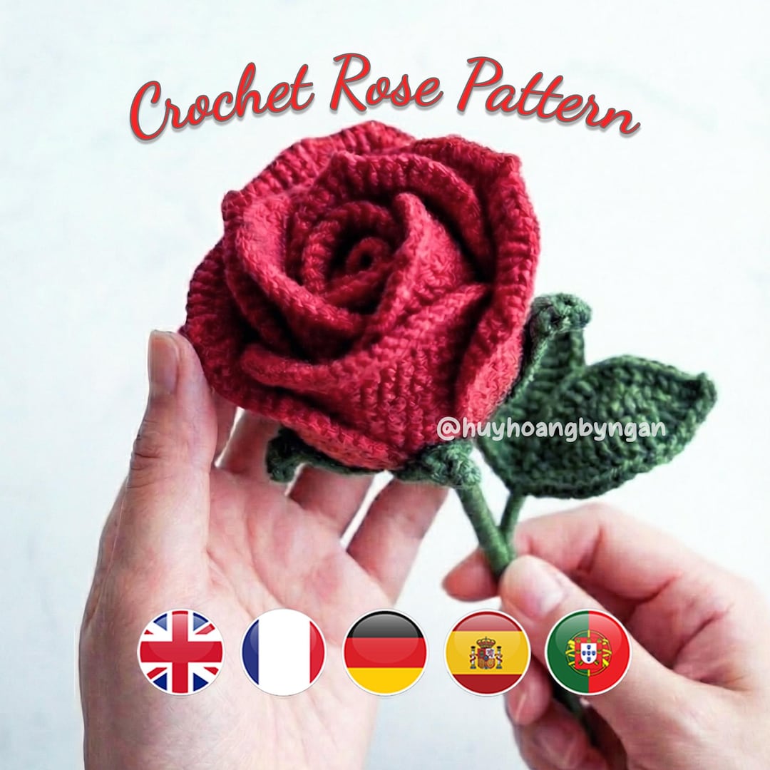 Crochet Realistic Rose Pattern PDF | DIY Flower Tutorial | Multilingual ...