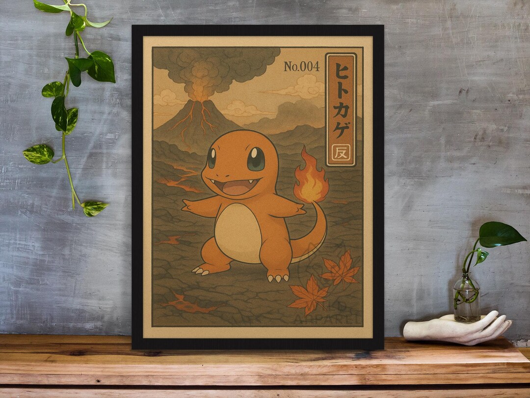 Pokemon PNG, Charmander, Clipart, Art Print, Wall Art, Japanese Poster ...