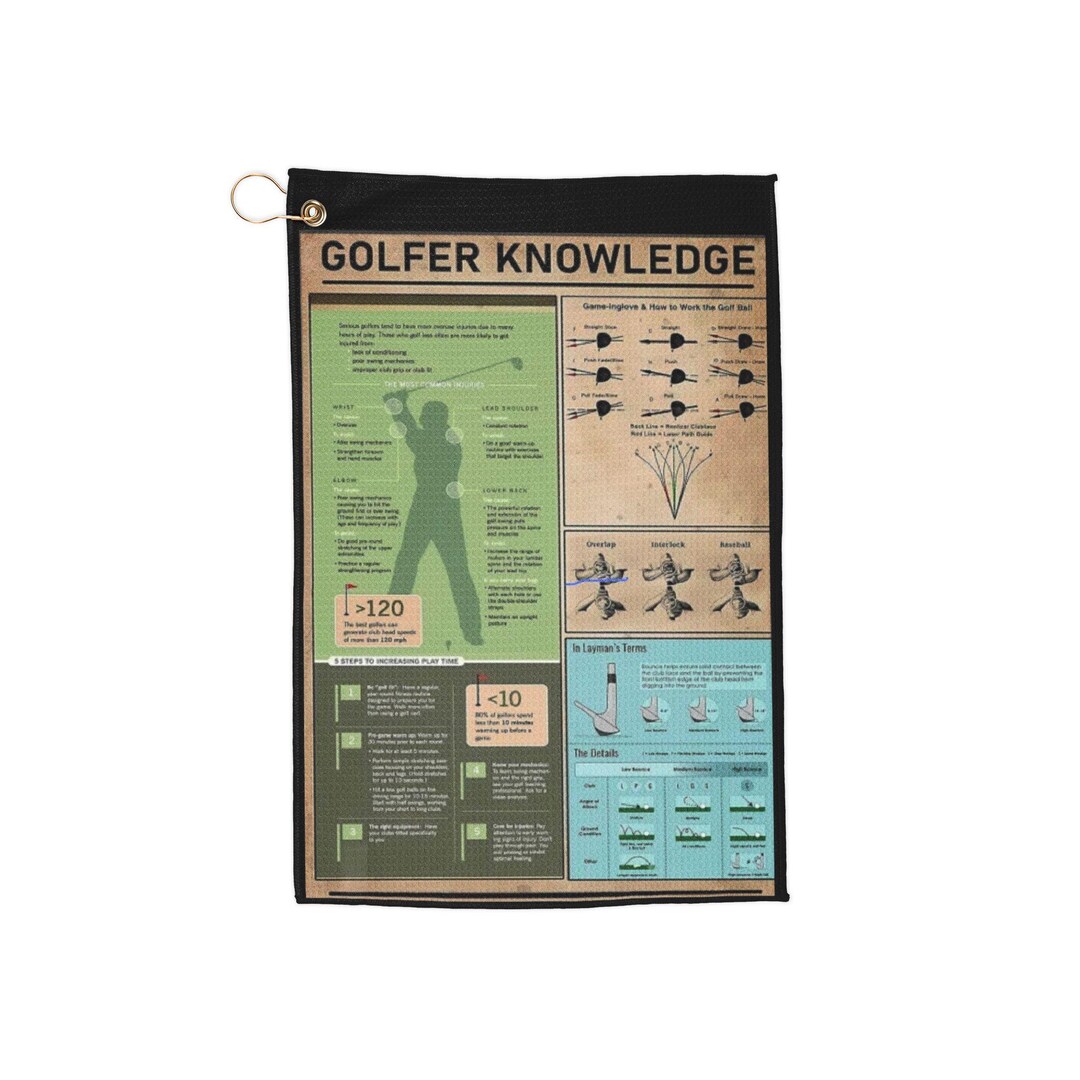 Golfer Knowledge Chart Golf Towel | Swing Tips, Club Info, Course Notes ...