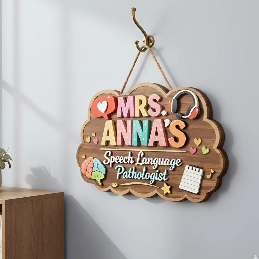 Custom Welcome to Speech 3D Wooden Door Sign, Speech Therapy Door Sign ...