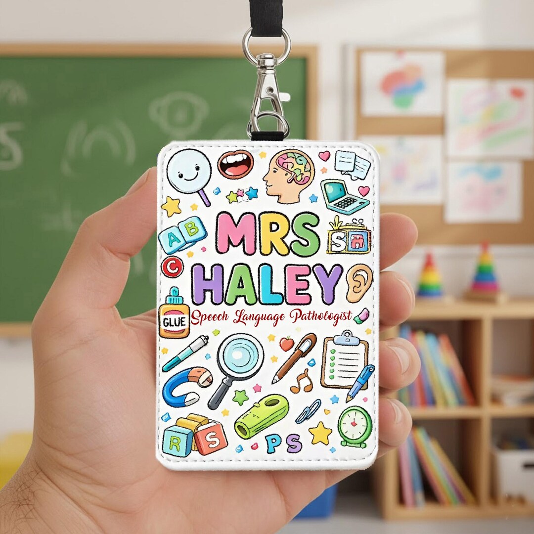 SLP Teacher ID Badge Holder, Speech Language Pathologist Gift Lanyard ...