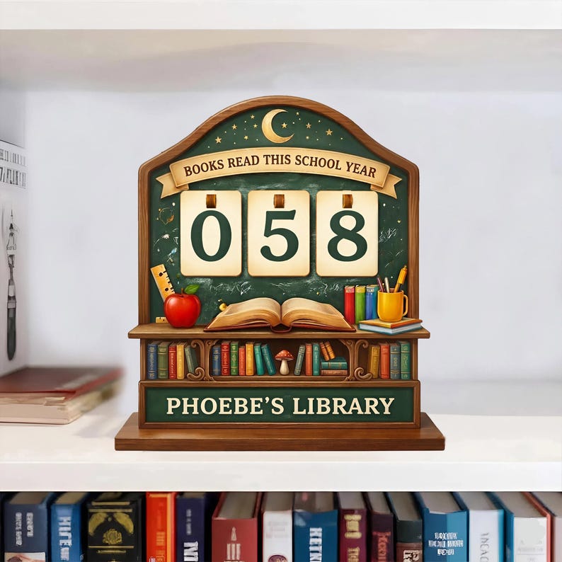 Classroom Book Tracker, Teacher Reading Tracker Board, Wooden Books ...