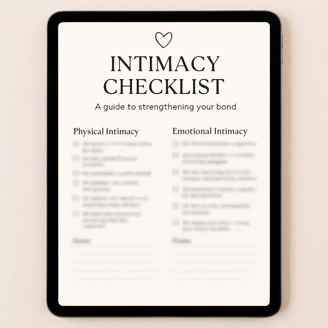 Intimacy Checklist | Printable Relationship Worksheet - Etsy