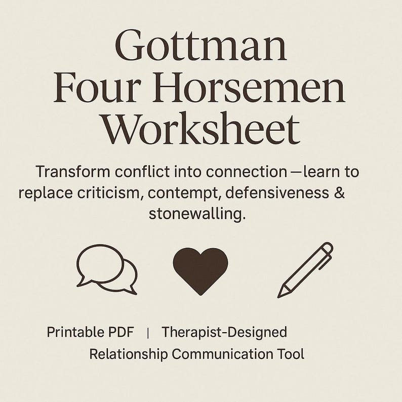 Gottman Four Horsemen Worksheet - Etsy