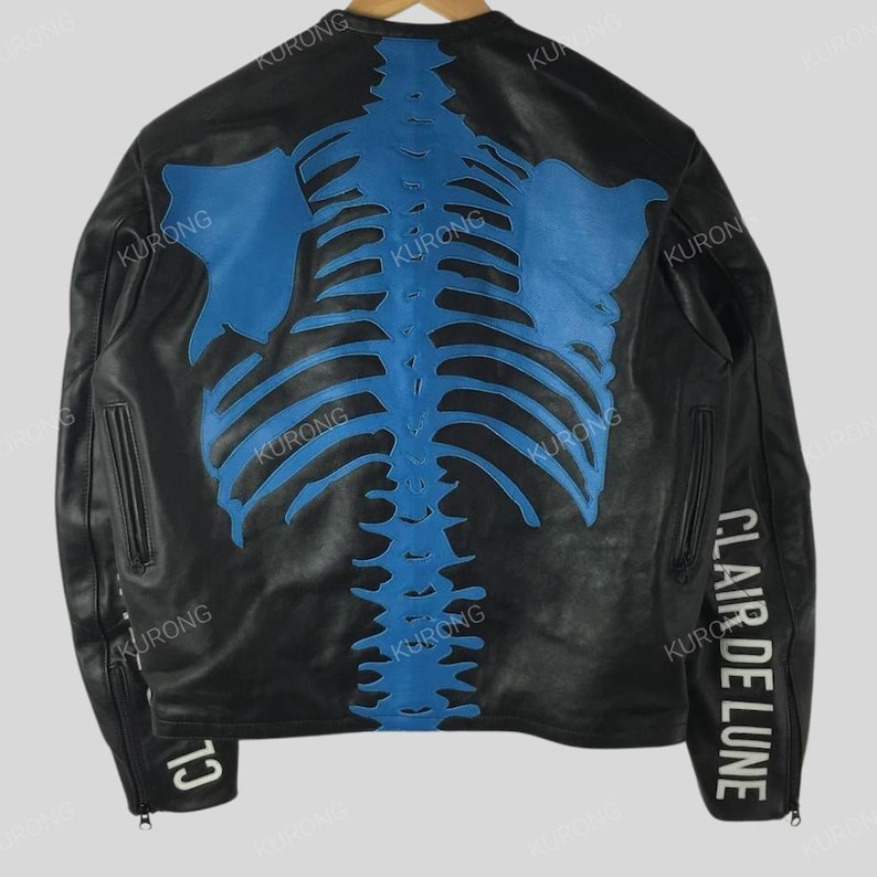 Vanson Bones Flat Track Jacket, Genuine Cowhide Leather Jacket, Blue ...