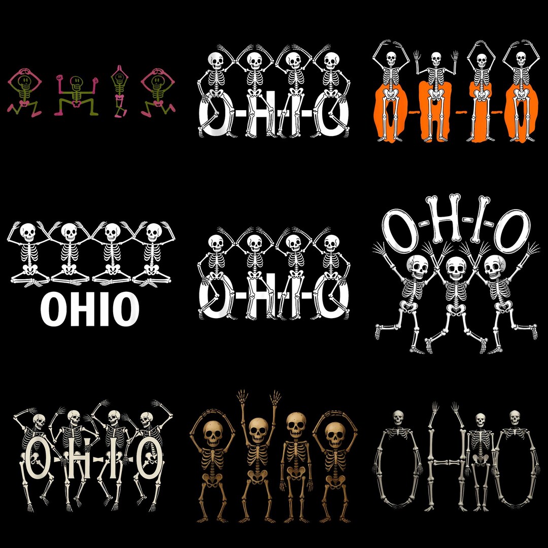 O-H-I-O State Skeleton PNG, Funny College Football Skull Clipart ...