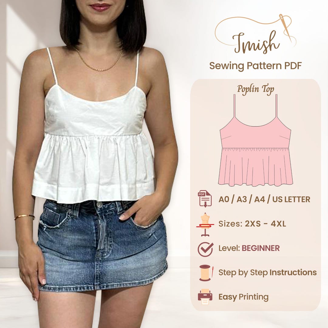 Babydoll Cami Top Sewing Pattern PDF | Peplum Blouse Pattern for Women ...