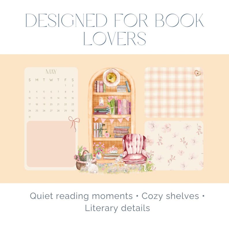 2026 Book Lover Desktop Wallpaper, Monthly Calendar Computer Background ...