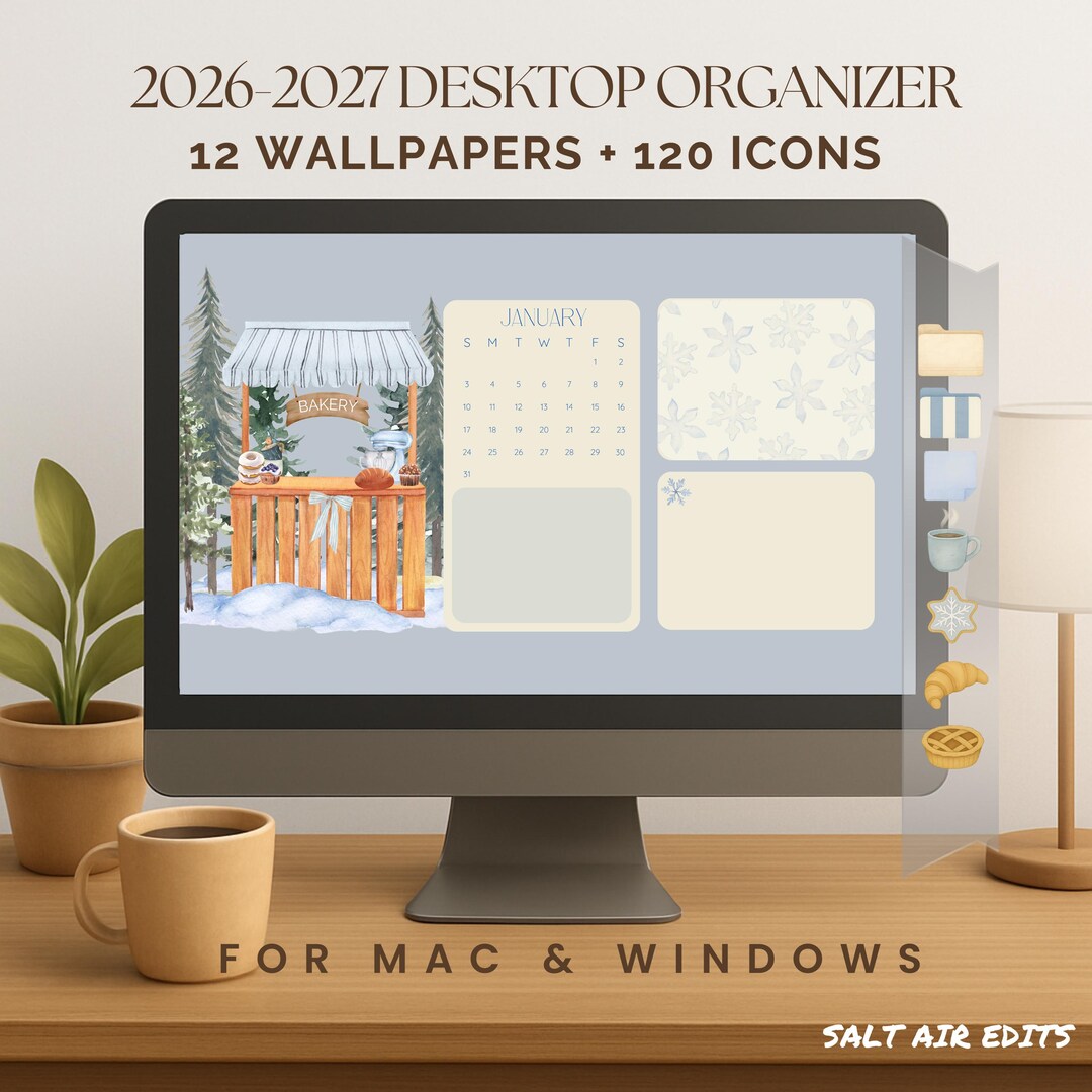 2026-2027 Calendar Desktop Wallpaper Organizer | Monthly Laptop ...