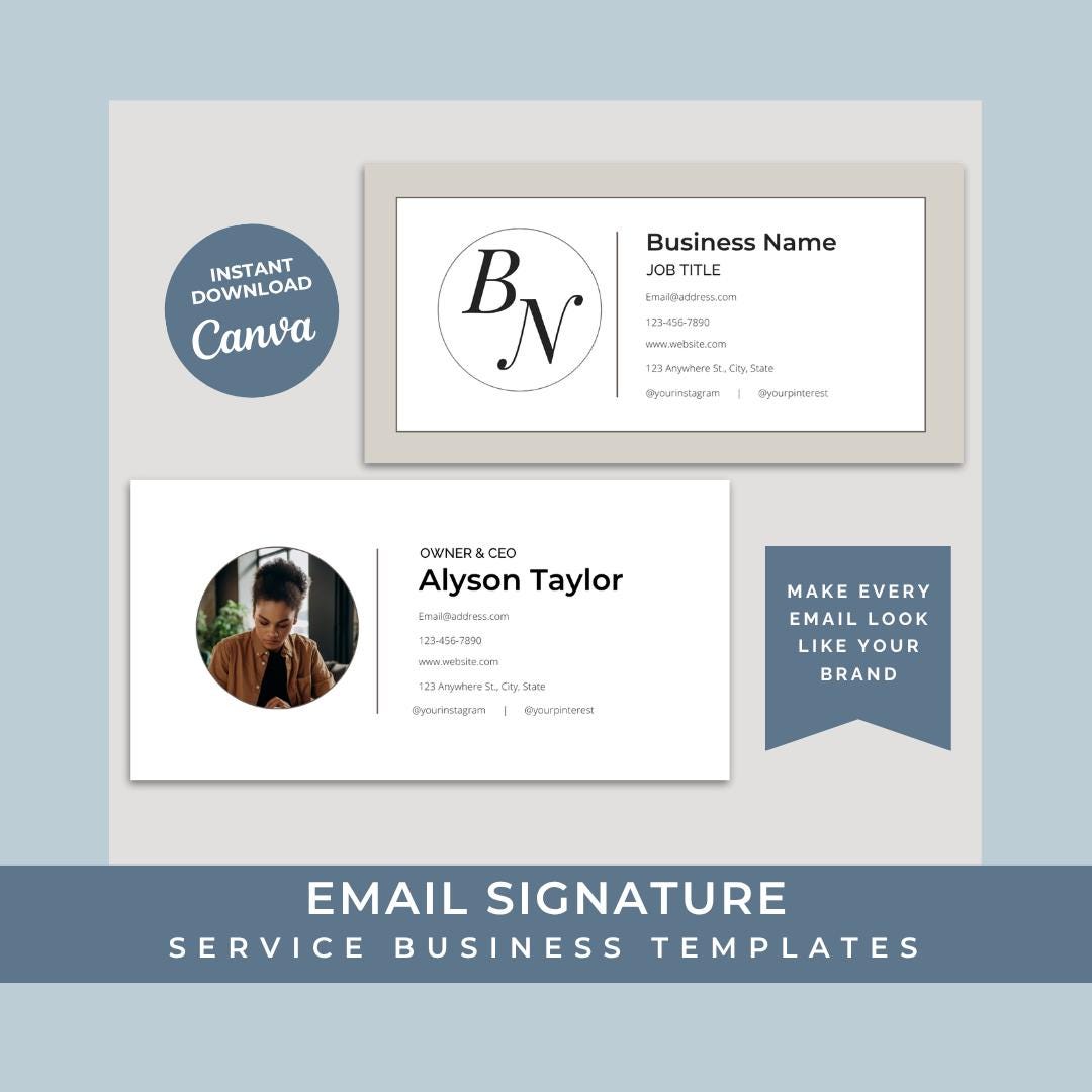 Custom Email Signature Template, Editable Canva Design (digital ...