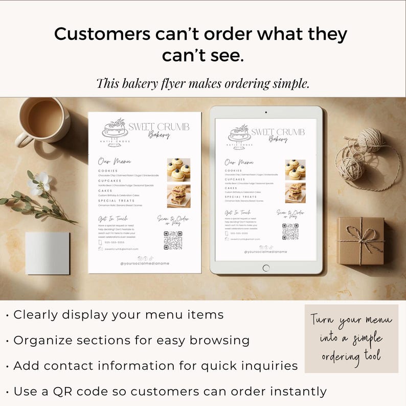 Minimal Bakery Menu Flyer Template, Editable Canva Home Baker Price ...