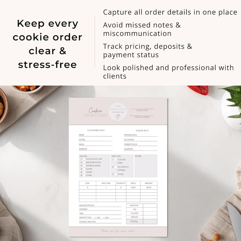 Cookie Order Form | Editable Canva Bakery Business Template for Print ...