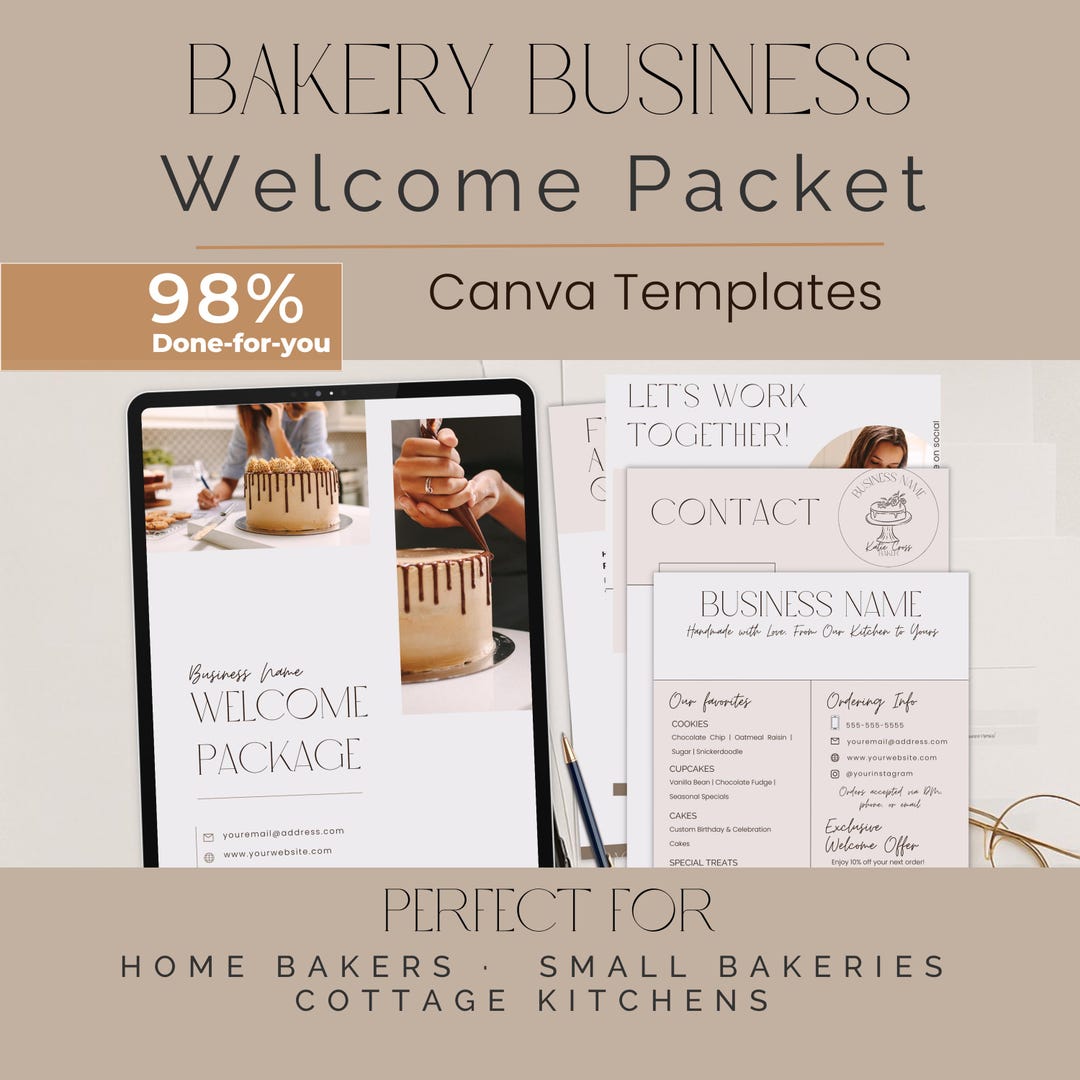 Bakery Business Welcome Packet Template, Editable Canva Onboarding Kit ...