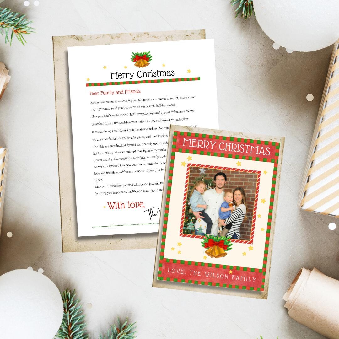 90's Nostalgia Christmas Card and Letter Template (canva Editable ...