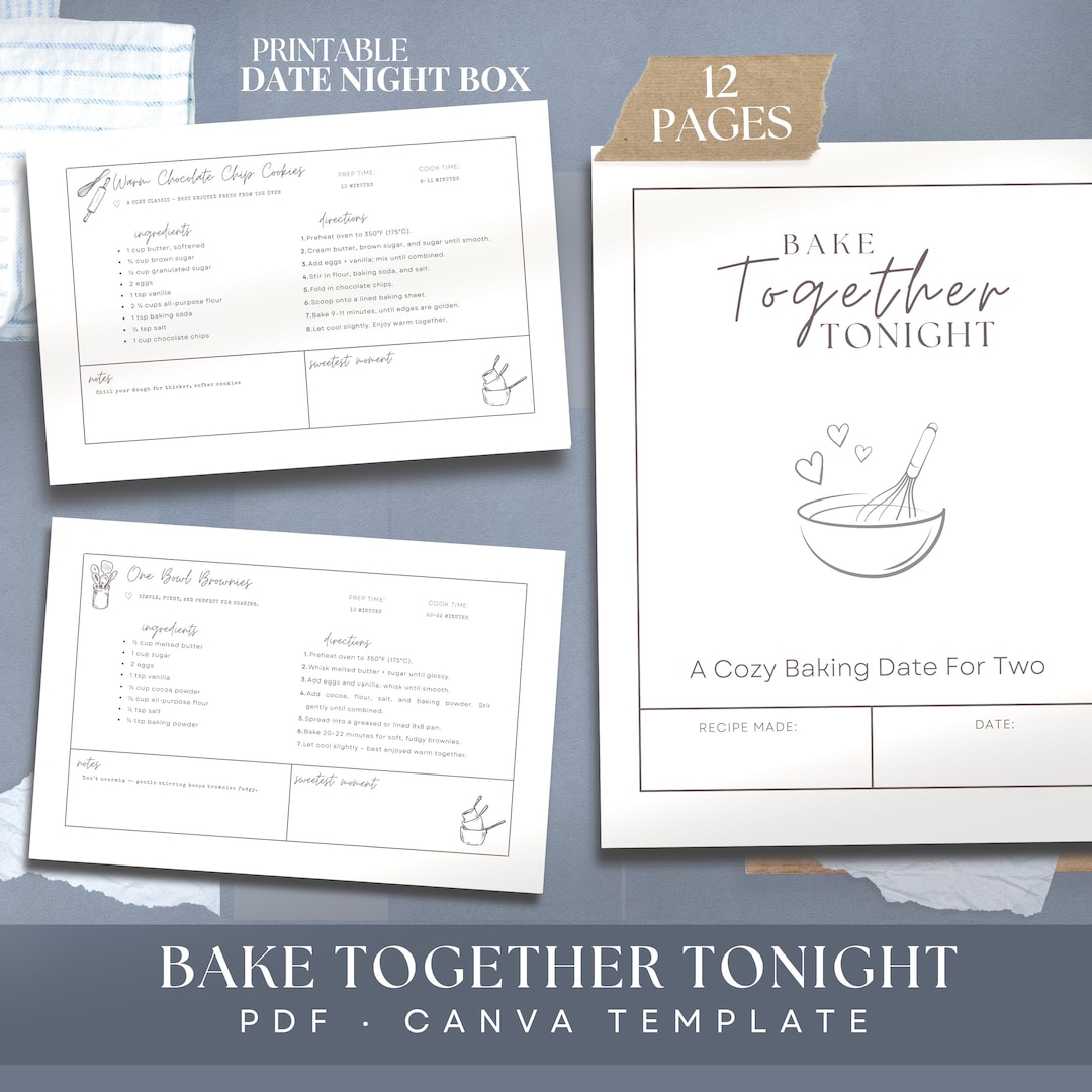 Printable Baking Date Night Box, Digital Bake Together at Home Activity ...