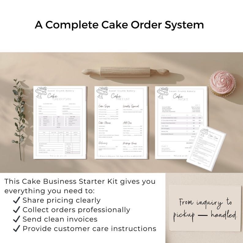 Cake Order Form Bundle, Printable Bakery Business Kit, Price List ...