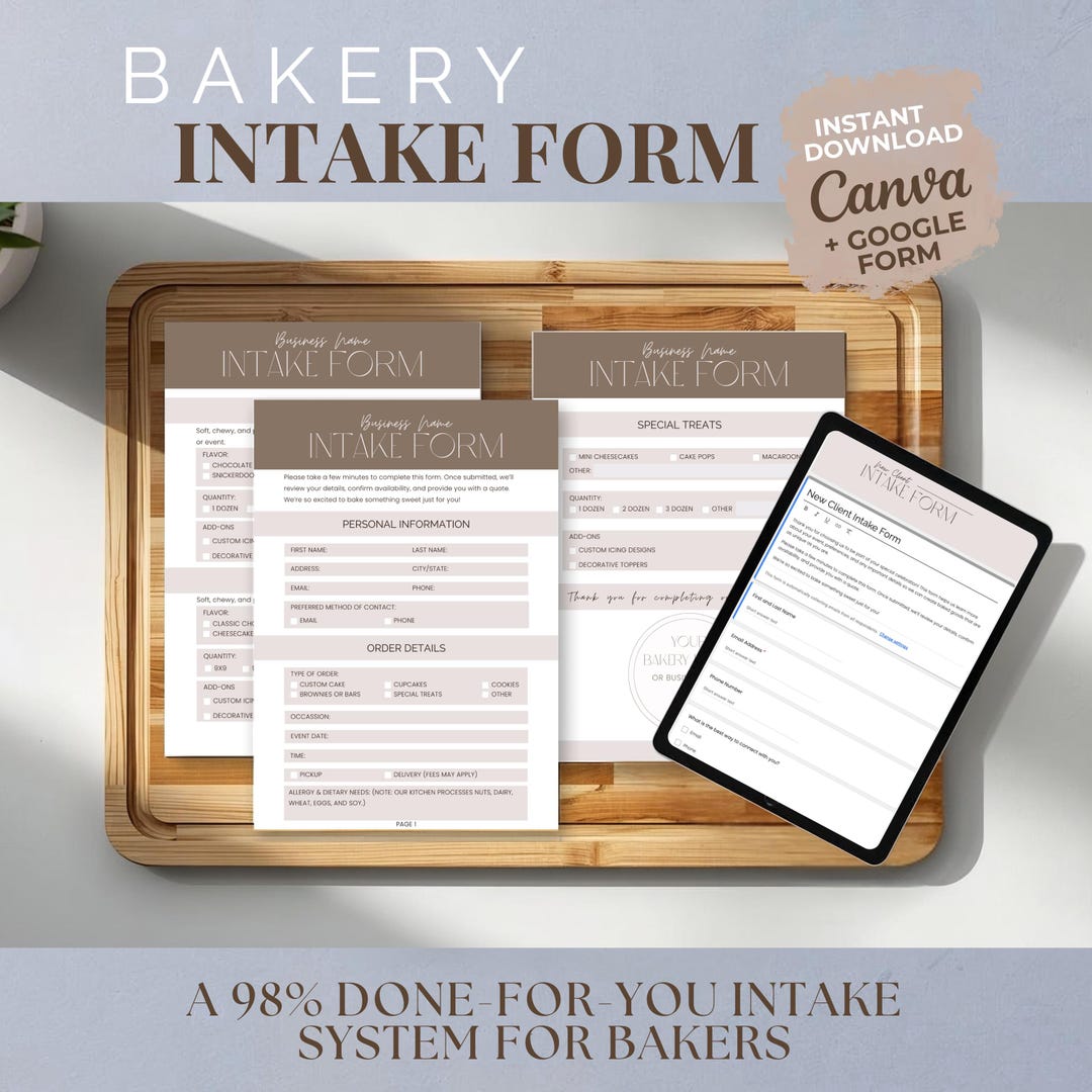 Bakery Client Intake Form Template, Editable Canva Order Form, Google ...