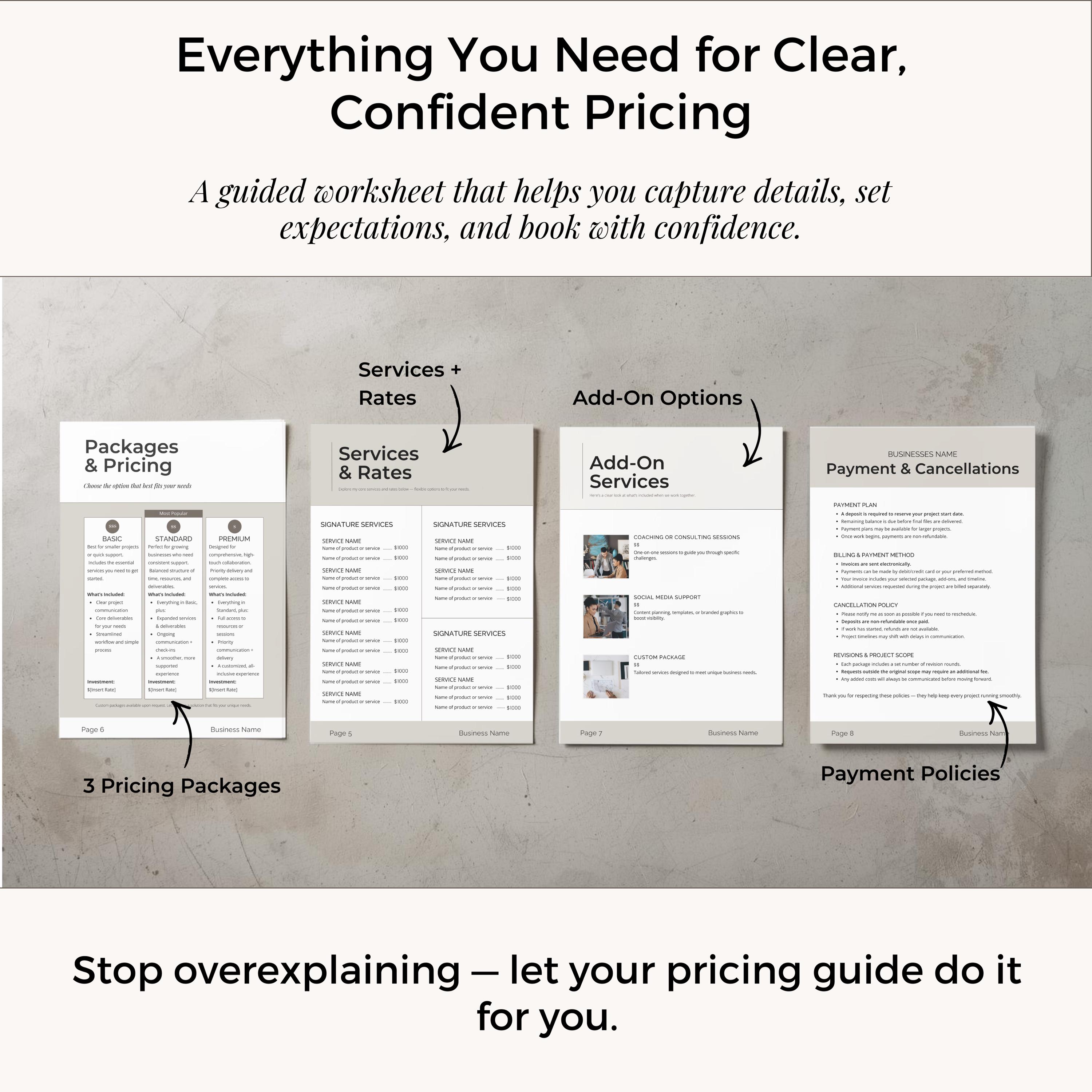Services & Pricing Guide Template | Canva Packages + Pricing | Service ...