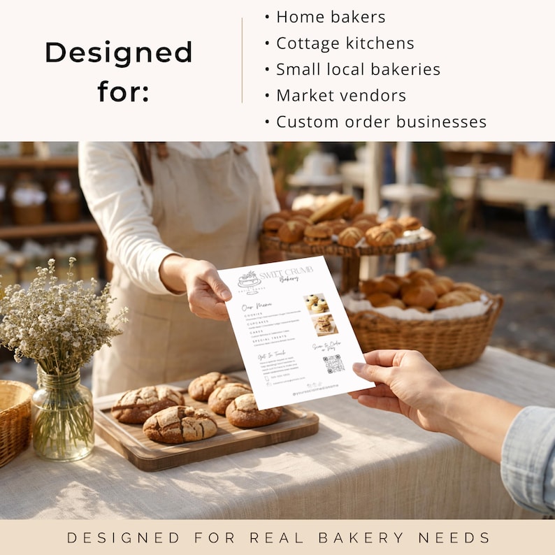 Minimal Bakery Menu Flyer Template, Editable Canva Home Baker Price ...