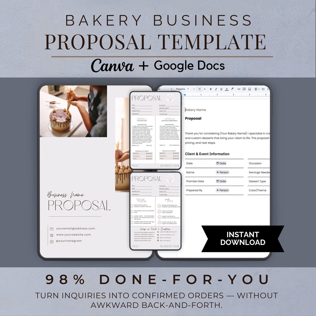 Bakery Proposal Template, Editable Canva Client Quote, Cake Order Form ...