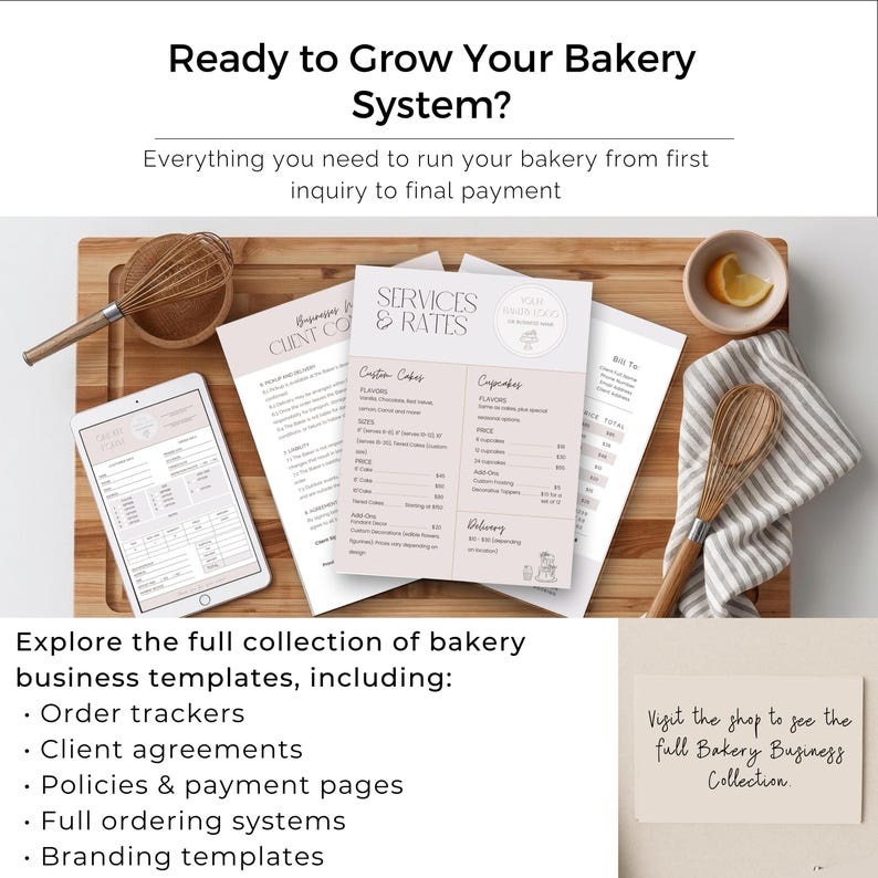 Cake Order Form Bundle, Printable Bakery Business Kit, Price List ...