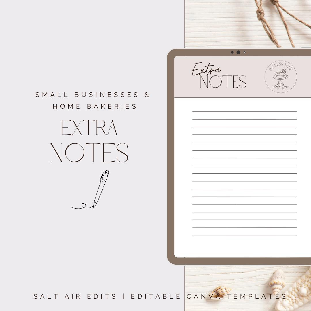 Bakery Extra Notes Template | Canva Template | Printable Digital Form ...
