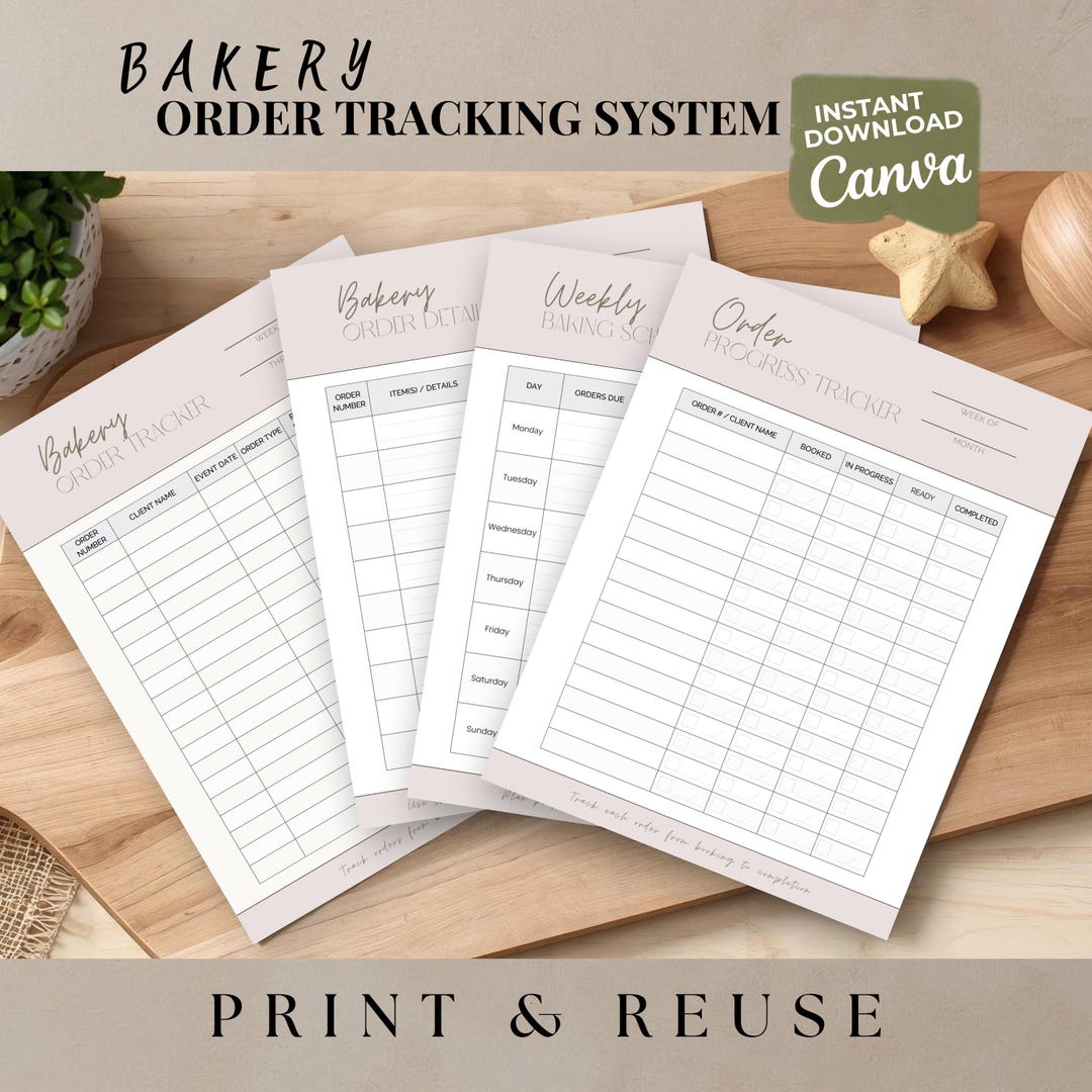 Bakery Order Tracking System | Printable Order Tracker & Weekly Baking ...