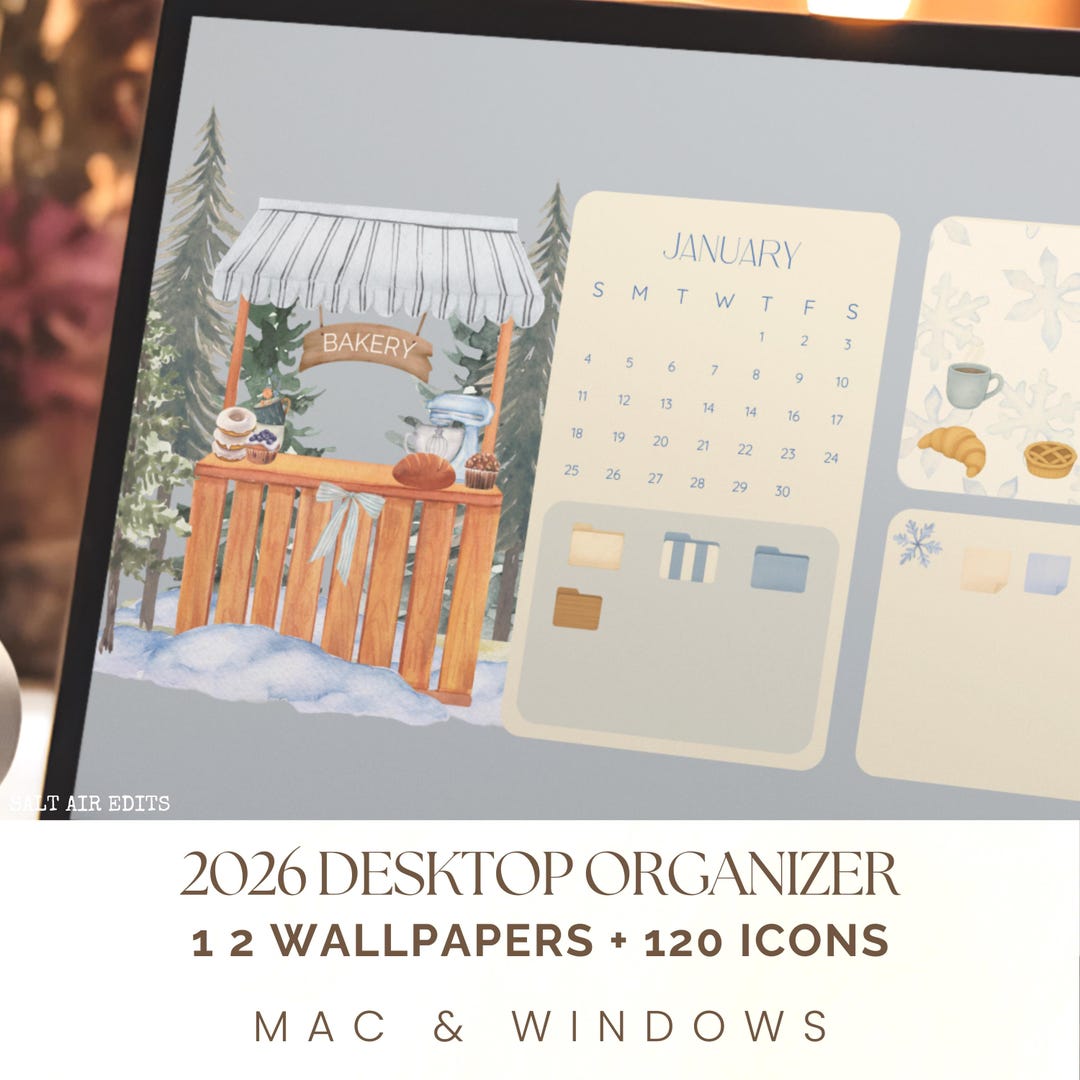 2026 Kalender Desktop Wallpaper Organizer, monatlicher Computer ...