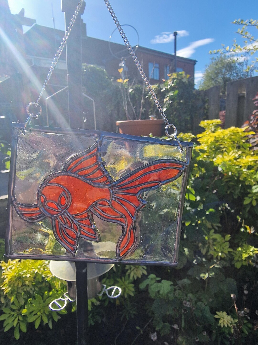 Hand Made 5 Inch by 4 Inch Stained Glass Effect Goldfish Sun Catcher - Etsy
