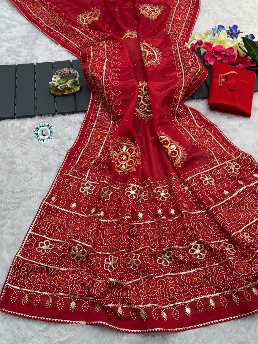 Pure Bandhani Print Ho Silk Saree With Heavy Gotta Work | Luxury Indian ...