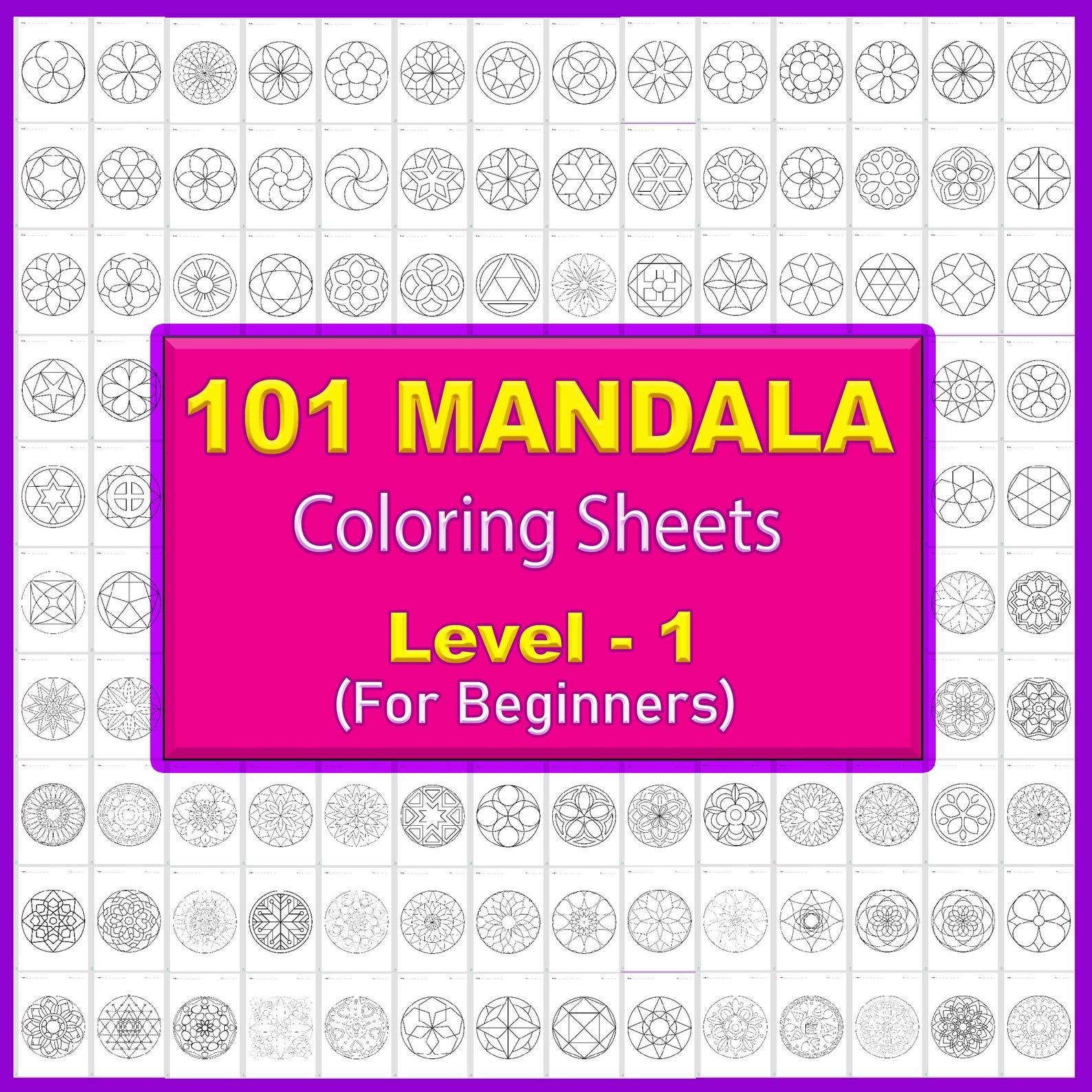 101 Mandala Coloring Pages for Beginners: A4 Printable Designs (digital ...
