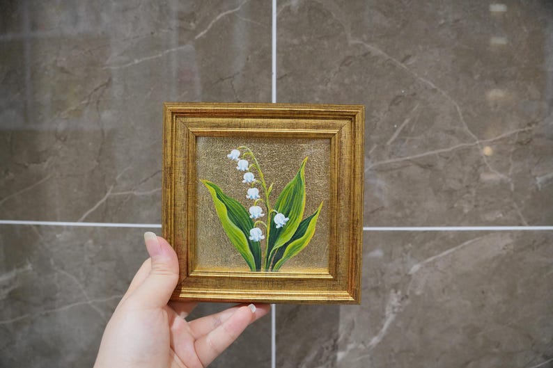 Lily of the Valley Mini Oil Painting or Art Print – 5.5x5.5 Inch Hand ...