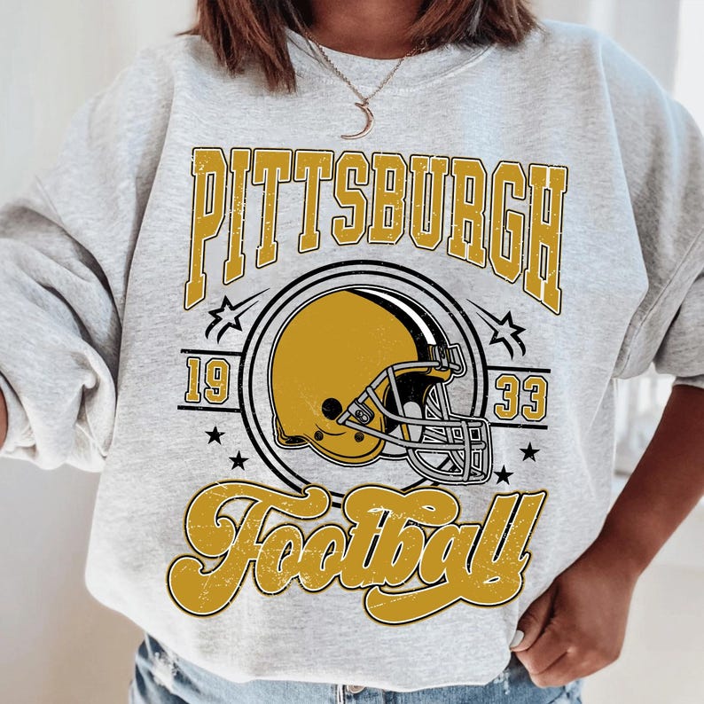 Pittsburgh Football Vintage Style PNG, Retro Steelers Football PNG ...
