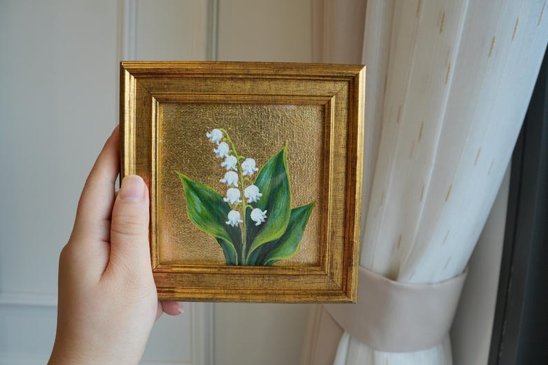 Lily of the Valley Oil Painting or Art Print – Hand-painted Mini Floral ...