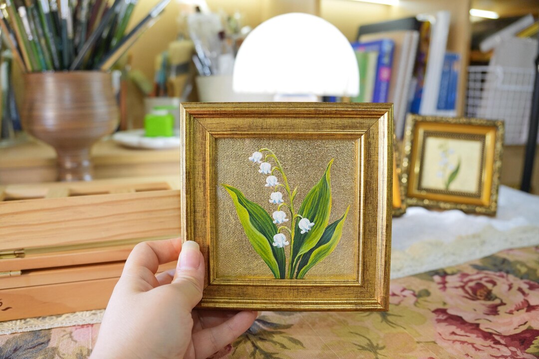 Lily of the Valley Mini Oil Painting or Art Print – 5.5x5.5 Inch Hand ...