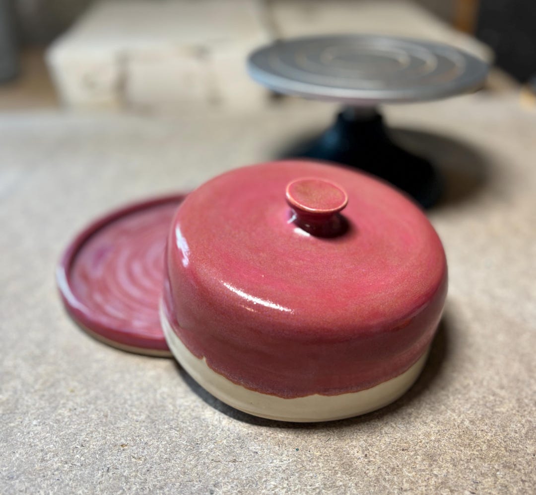 Handmade, Wheel Thrown Bubblegum Pink Butter Dish With Lid - Etsy