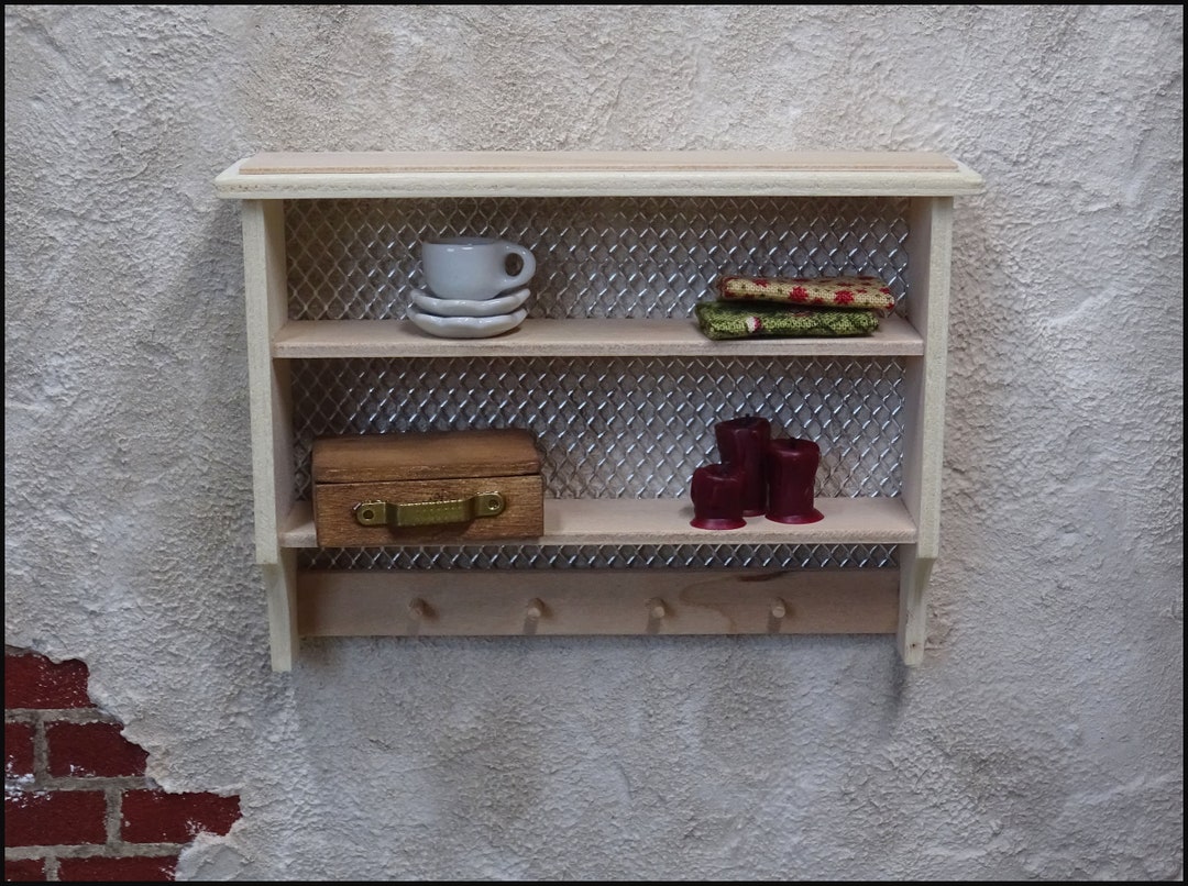 Miniature Dollhouse 1:12 Scale Unpainted Shelf With Wire Back DIY ...