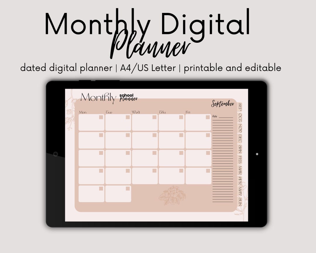 Editable School Year Monthly Planner | Printable Academic Calendar ...