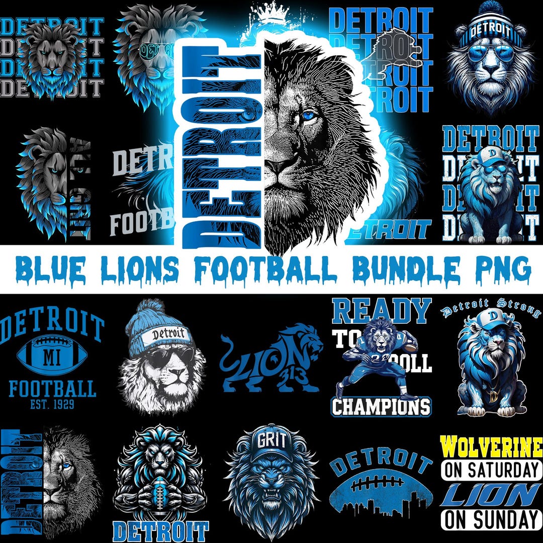 Blue Lions Football PNG Bundle, Blue Lions Team Sublimation Design ...