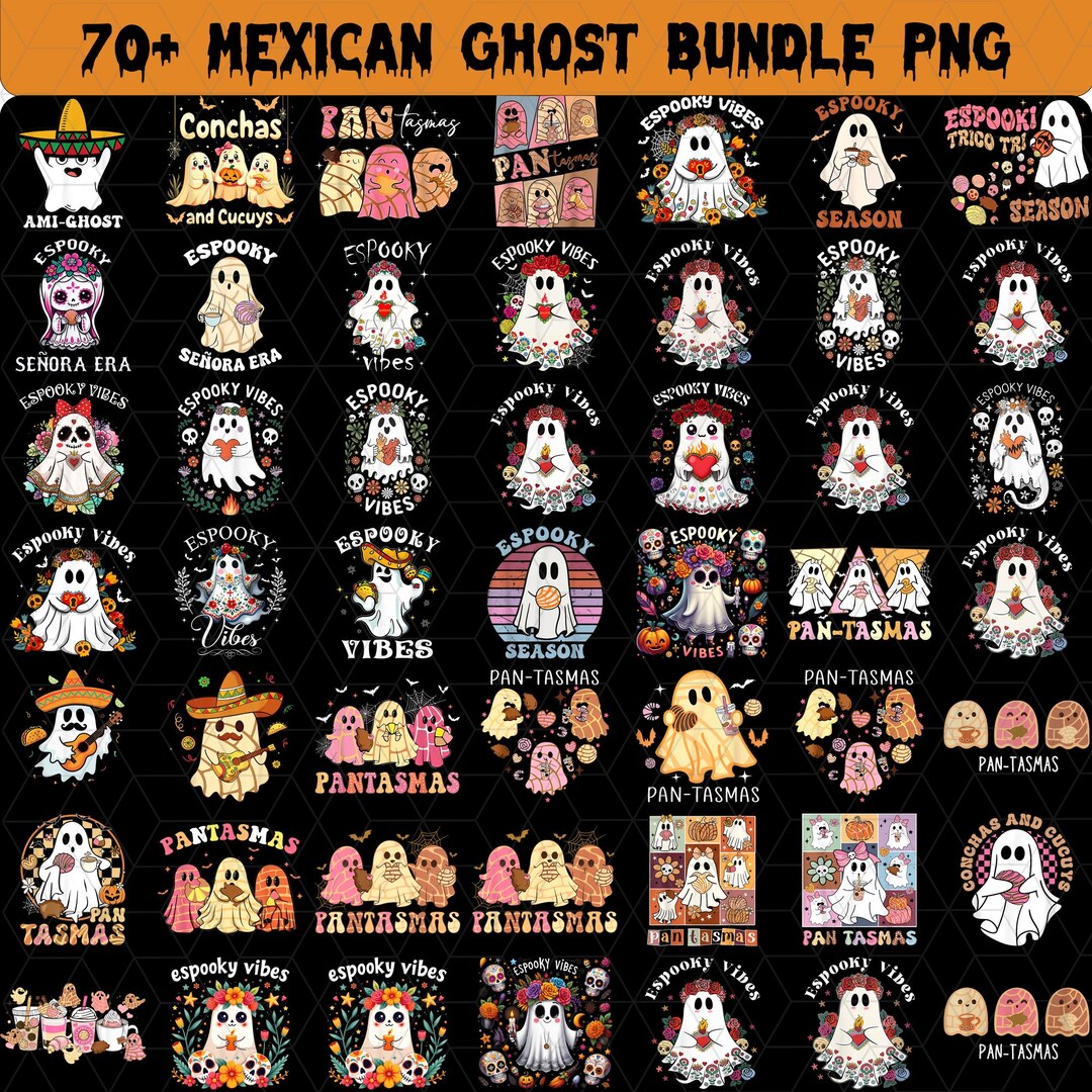 70+ Spooky Mexican Conchas Ghost PNG, Espooky Vibes Halloween, Cute ...