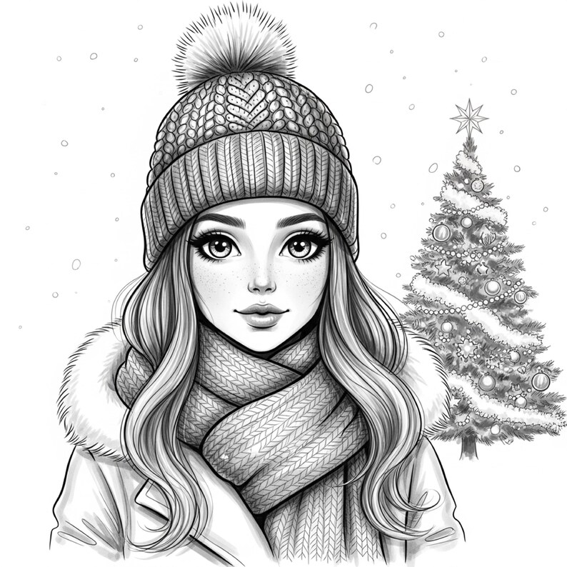 100 Adorable Girl Christmas Coloring Pages for Adults and Kids ...