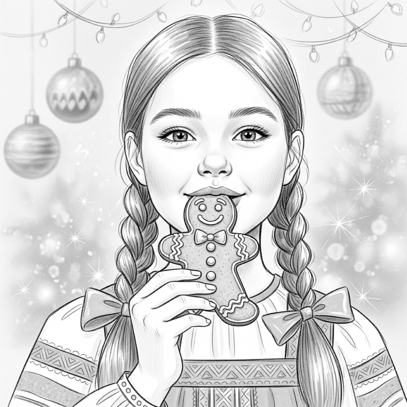 100 Adorable Girl Christmas Coloring Pages for Adults and Kids ...