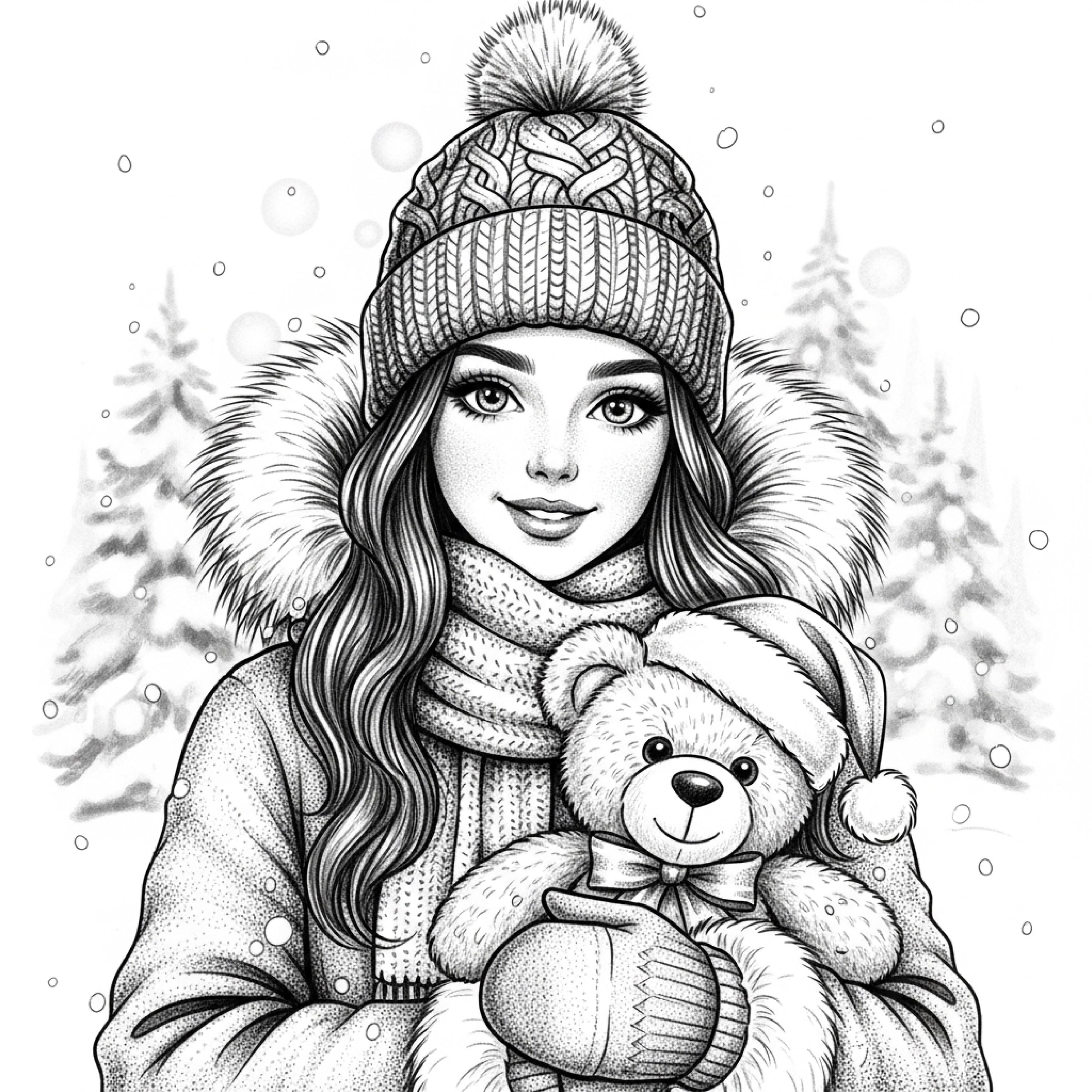 100 Adorable Girl Christmas Coloring Pages for Adults and Kids ...