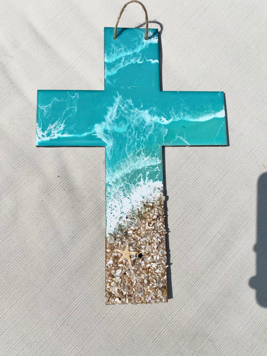 Resin Cross - Coastal Cross - Ocean Resin - Christian Gift - Resin ...